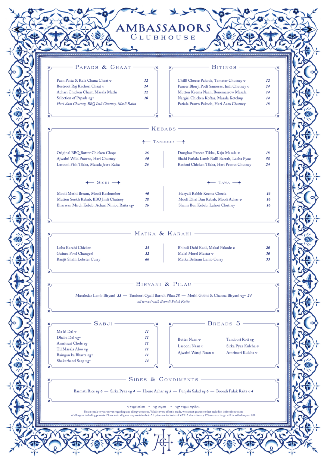 Menus - Ambassadors Clubhouse