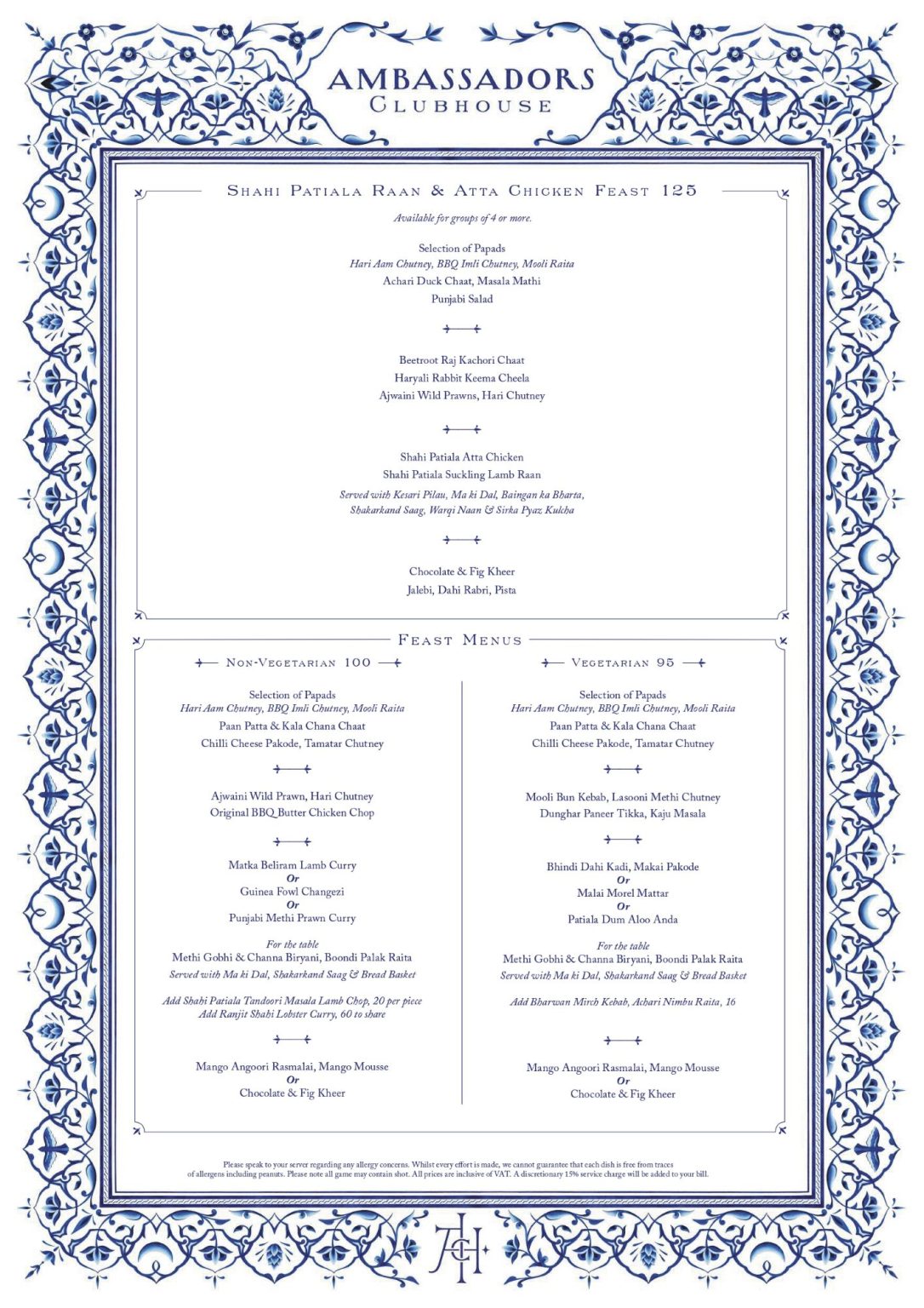 Menus - Ambassadors Clubhouse