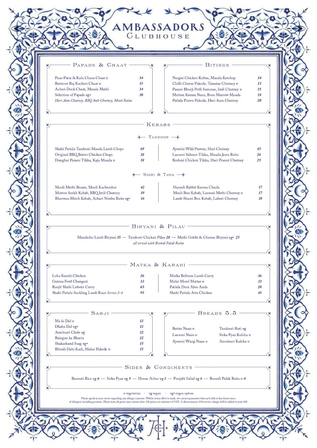 Menus - Ambassadors Clubhouse